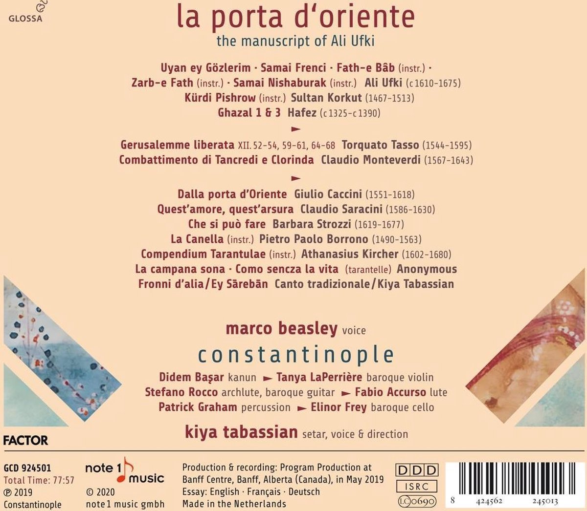 Constantinople Marco Beasley Didem - La Porta Doriente (CD), Kiya ...