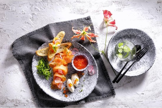 Palmer Bord Rocks 20 x 18 cm Zwart Grijs Porselein 1 stuk(s) | bol