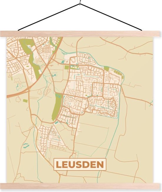 Schoolplaat - Plattegrond - Leusden - Vintage - 60x60 cm - Blanke ...