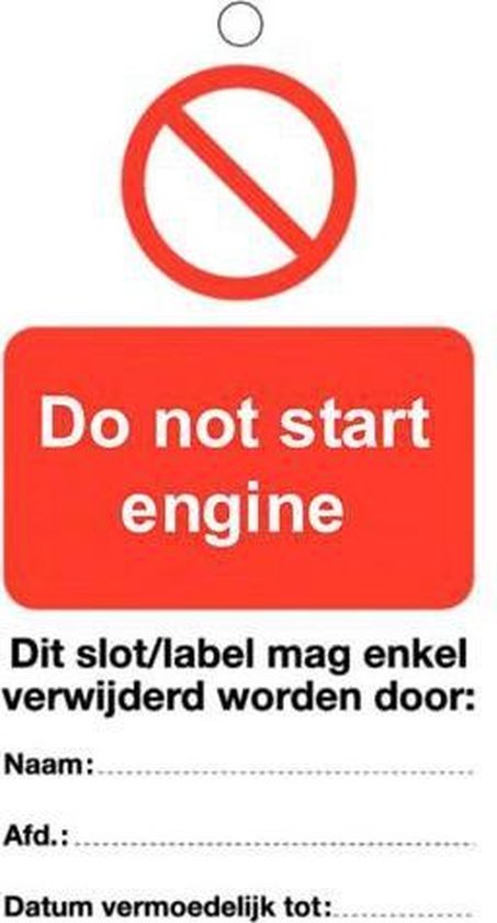 Do not start engine waarschuwingslabel 50 x 100mm | bol.com
