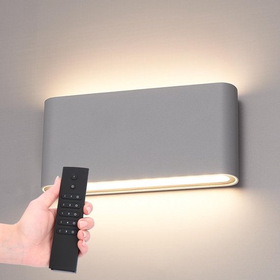 Set van 4 dimbare LED Wandlamp Dallas M grijs 12 Watt - 3000K - Up ...