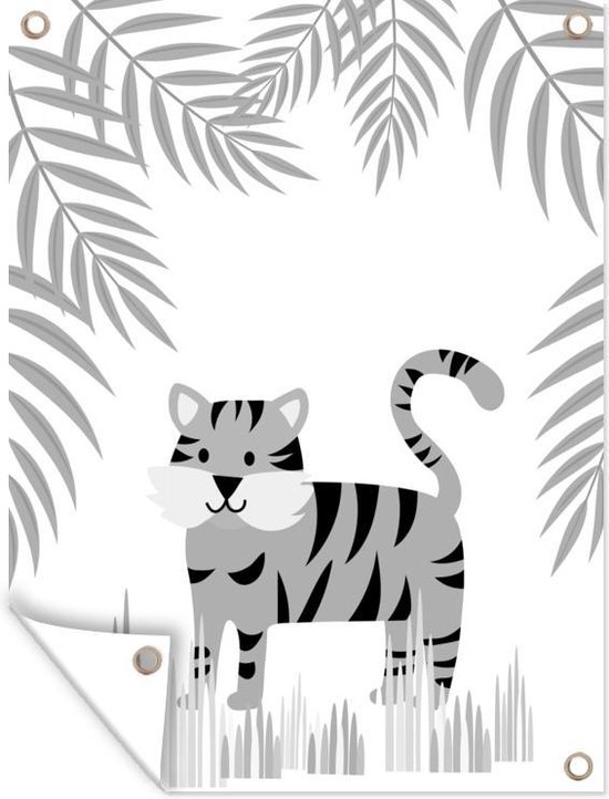 Tuin decoratie tekening van een tijger in de jungle - zwart wit - 30x40 ...