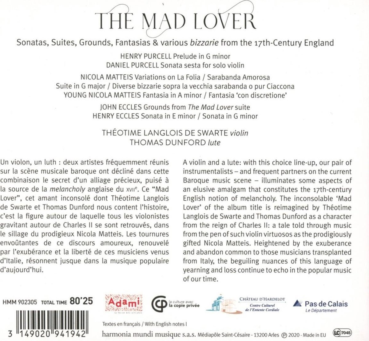 Theotime Langlois De Swarte Thomas - The Mad Lover (CD), Thomas Dunford | CD (album) |... | bol.com