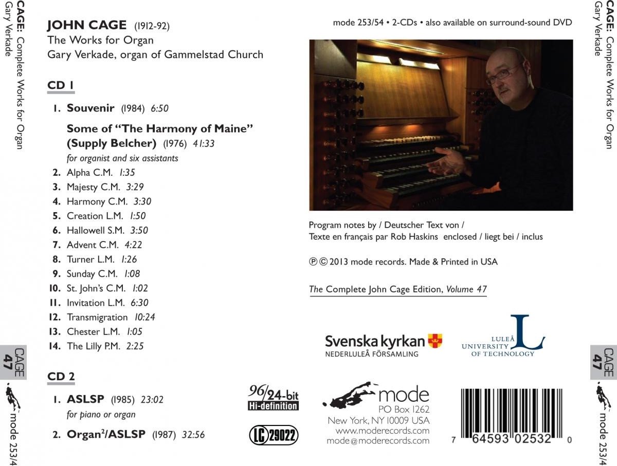 Gary Verkade - John Cage: Cage Edition 47-The Works For Organ (CD ...