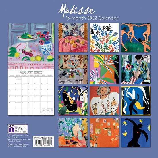 Kunst kalender 2022 Henri Matisse 30 cm - Maandkalenders/jaarkalenders ...