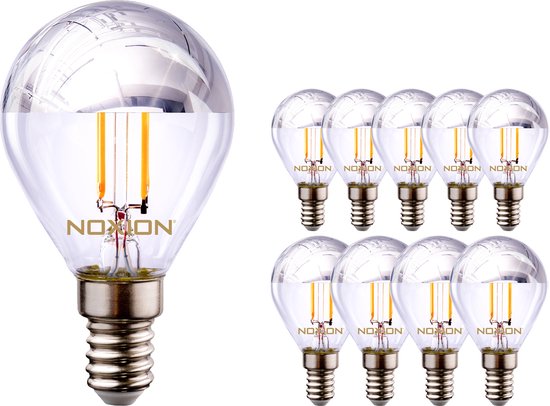 Voordeelpak 10x Noxion Lucent LED Lustre E14 Kogel Filament Spiegel 4.5W 400lm - 827... | bol