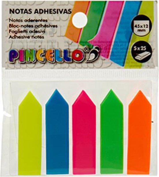 Pincello Post-it Pijl Markers 45 X 12 Mm Papier 125 Stuks | bol