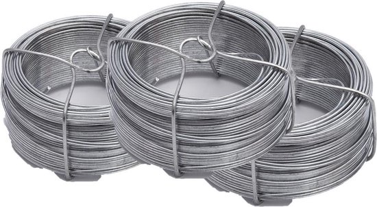 6x stuks binddraad / binddraden staal verzinkt 0,7 mm x 100 m op rol ...