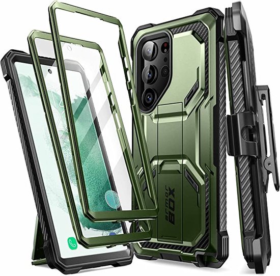 Geschikt voor i-Blason Samsung Galaxy S23 Ultra 5G Armorbox hoesje - Groen | bol