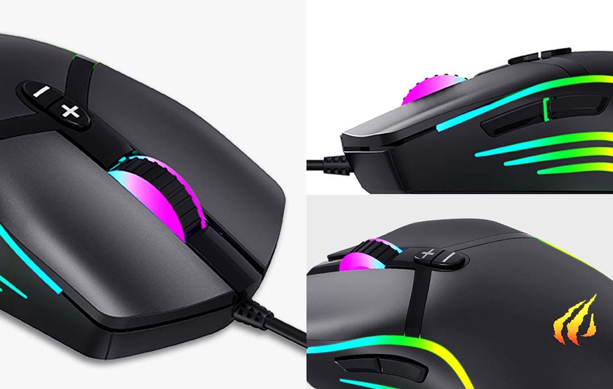 Havit Game Muis met Draad - RGB - 6400 DPI - 1.5 Meter | bol