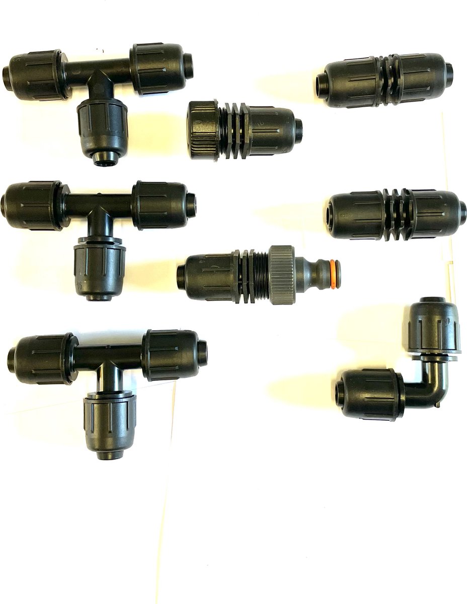 Druppelslang koppelingen - 8 stuks - 3 T-stuk, 2 rechtdoor, 1 bocht ...