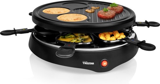 Gourmetstel - Raclette - Grillplaat - 6 Personen - 800W - Zwart | bol.com
