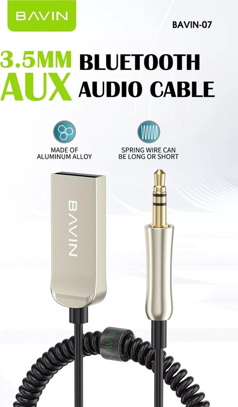Wireless Bleutooth AUX adapter auto kabel BAVIN-07 | bol