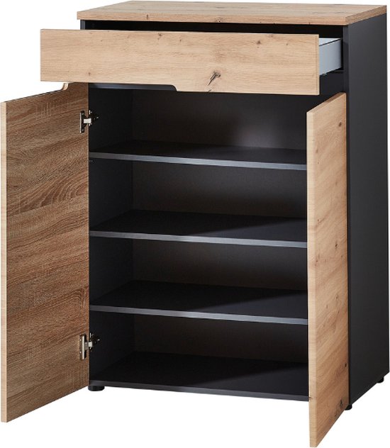 Schoenenkast Medina met 2 deuren & 1 lade - eik/antraciet | bol.com