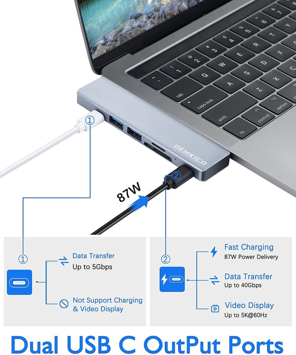 Cinqo- MacBook Pro 7-in-2 USB C-hub voor MacBook Pro MacBook Air ...