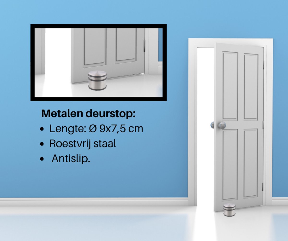 Deurstopper - RVS deurstopper - Huis accessiores - Chroom - Binnen ...