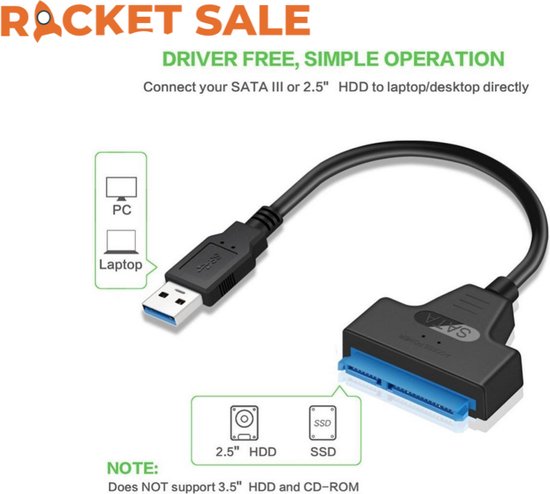 Rocket Sale ® 22 Pin SATA III Om USB 3.0 2,5 inch harde schijf Adapter ...