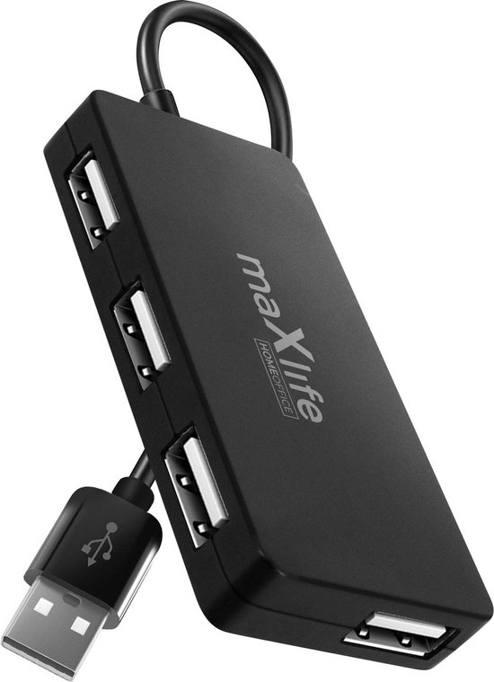 Maxlife USB Hub 4 Poorten - Extra USB-Verlengkabel - Compacte USB ...