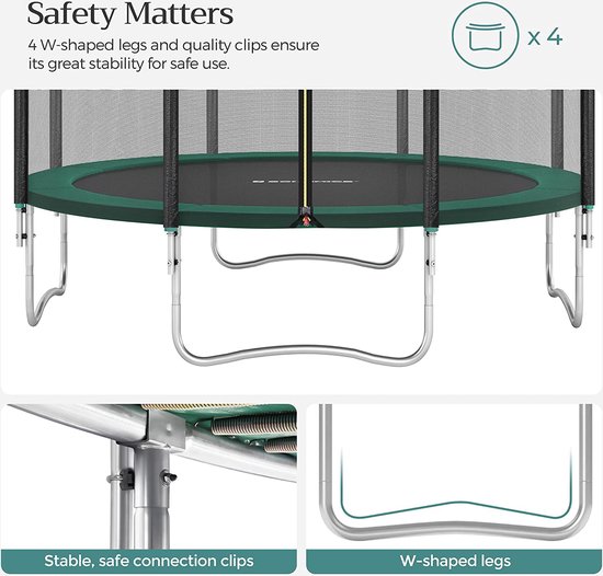 Trampoline Ø 305 cm - Ronde tuintrampoline - Met veiligheidsnet - Met ...