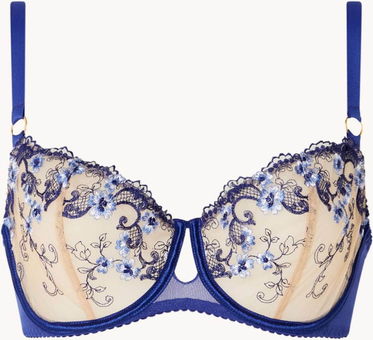 Aubade Idylle beugel bh met borduring - Blauw/ Doorzichtig - Maat 65E ...
