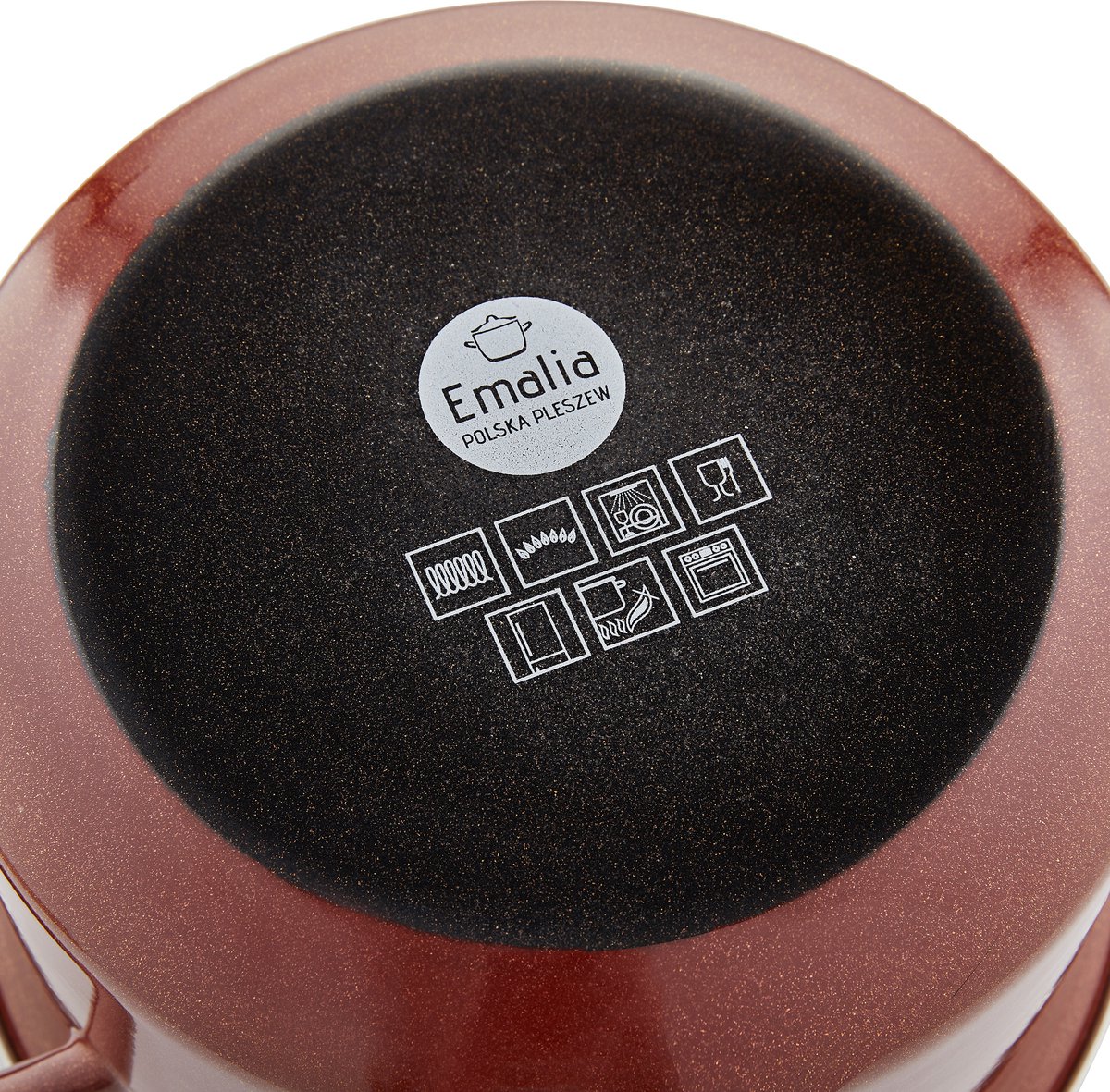 Emalia Marigold Red 18 cm 2.6L geëmailleerde kookpan met glazen deksel ...