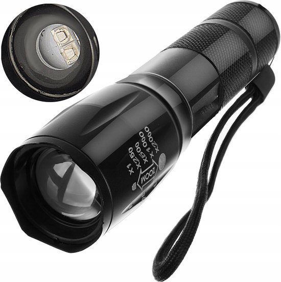 LED Zaklamp - Maxorit Xona - 300 Meter Bereik - 3000 Lumen - Zaklamp met Zoomfunctie -... | bol