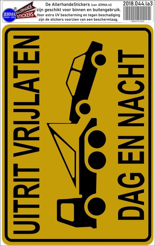 Uitrit vrijlaten wegsleep verkeersbord sticker | bol