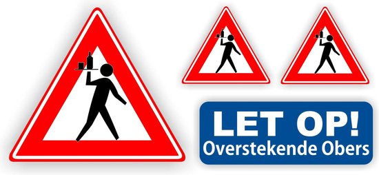 Overstekende obers. Verkeersbord sticker set van 4 stuks. | bol.com