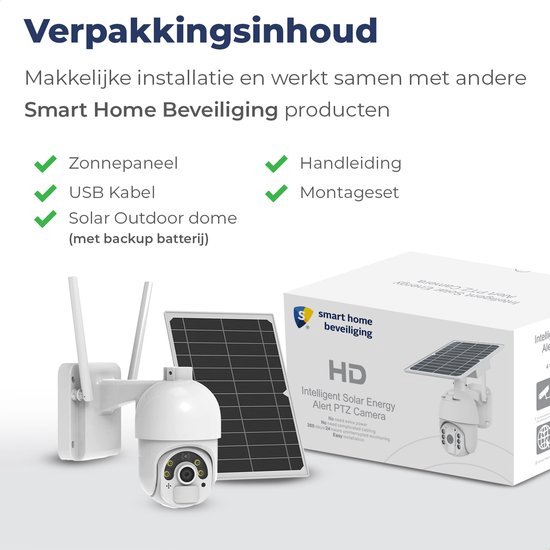 Outdoor Dome - Draadloze beveiligingscamera voor buiten op zonne-energie - incl.... | bol