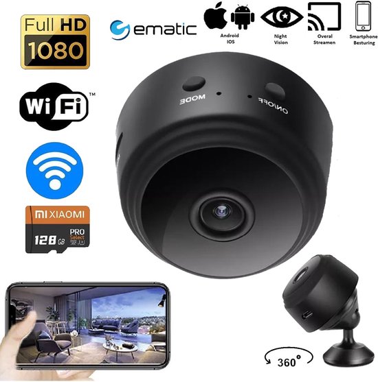 Ematic - Smart I Spy Camera - 128Gb - 300mAh - Verborgen Camera - Mini ...