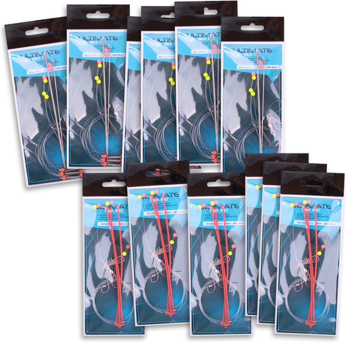 Ultimate Sea Rig Pack Zeevis Onderlijnen (12 stuks) | Zeevis onderlijn ...