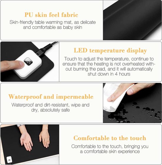 Luxe verwarmde bureauonderlegger met 7 standen / 90x40 bureaumat ...