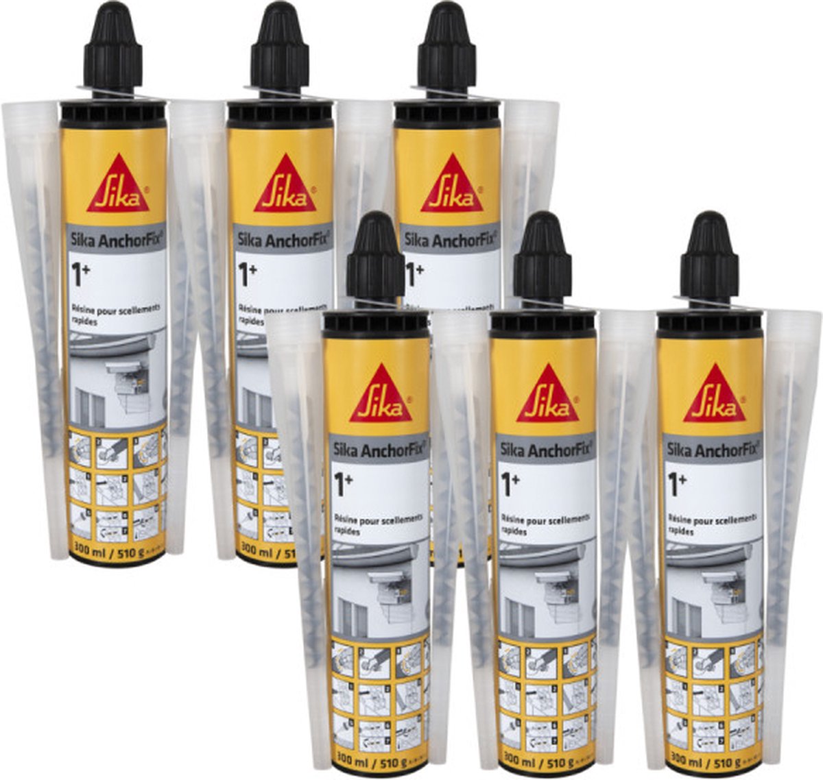 Pack de 6 résines de scellement chimique rapide SIKA Anchorfix-1 Plus ...