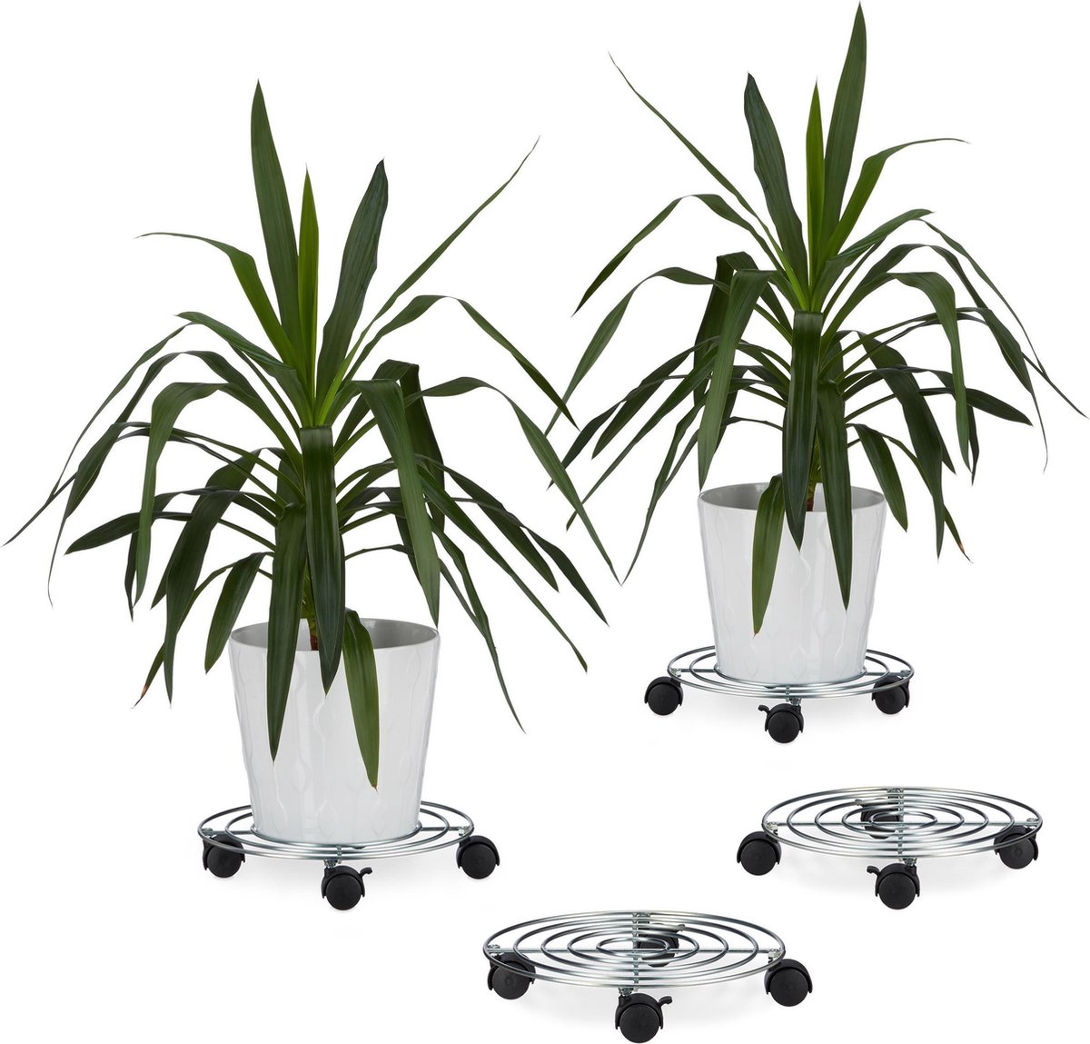 Relaxdays 4x plantentrolley - rem - 4 wielen - plantenroller ...