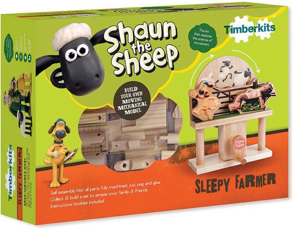 Mechanische (bewegende) houten bouwset / bouwpakket Shaun het Schaap ...