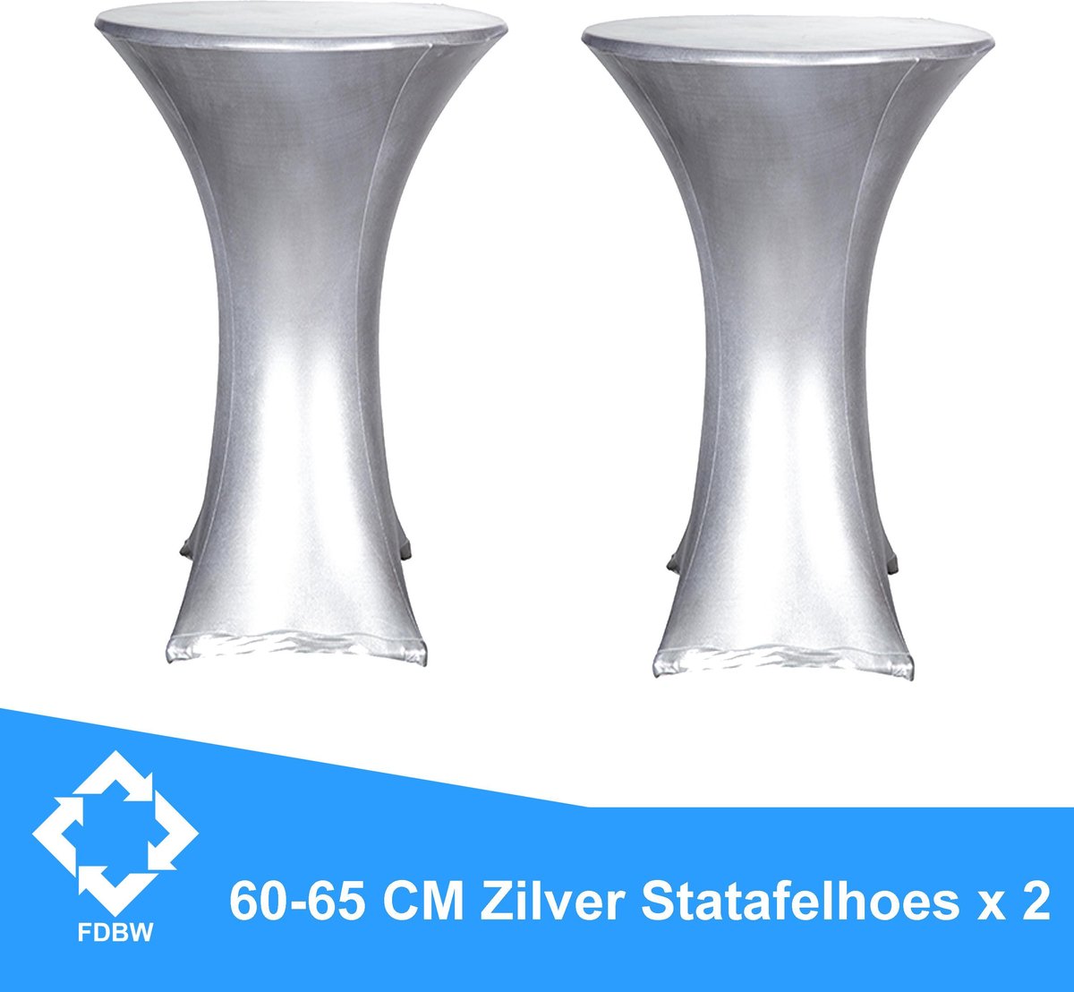 Statafelrok Luxe x 2 ZILVER - Statafel Tafelrok - Statafelhoes - Stretch – ∅60-65 x 110 cm | bol.com