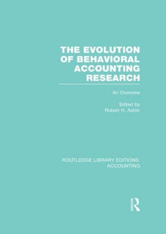 The Evolution of Behavioral Accounting Research | 9780415834568 ...
