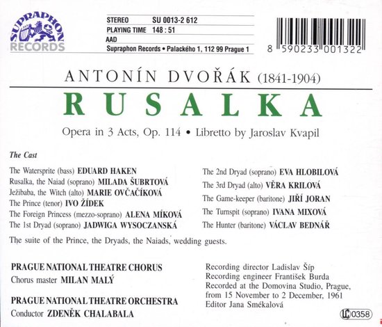Prague National Theatre Orchestra, Zdenek Chalabala - Dvorak: Rusalka ...