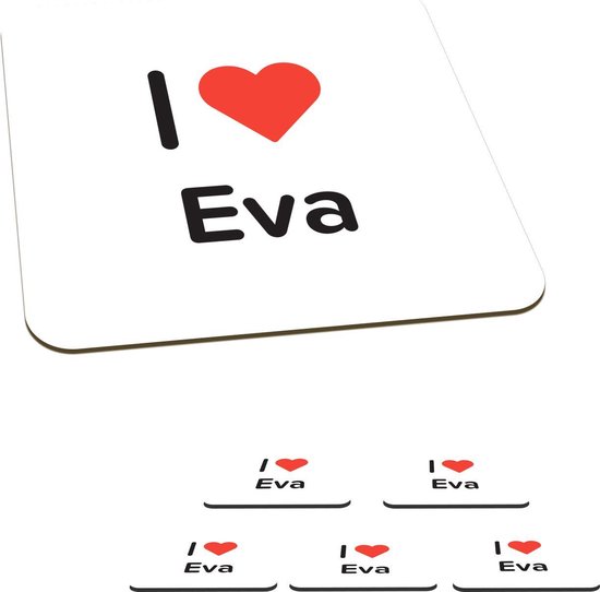 Onderzetters voor glazen - I love - Eva - Meisje - 10x10 cm ...
