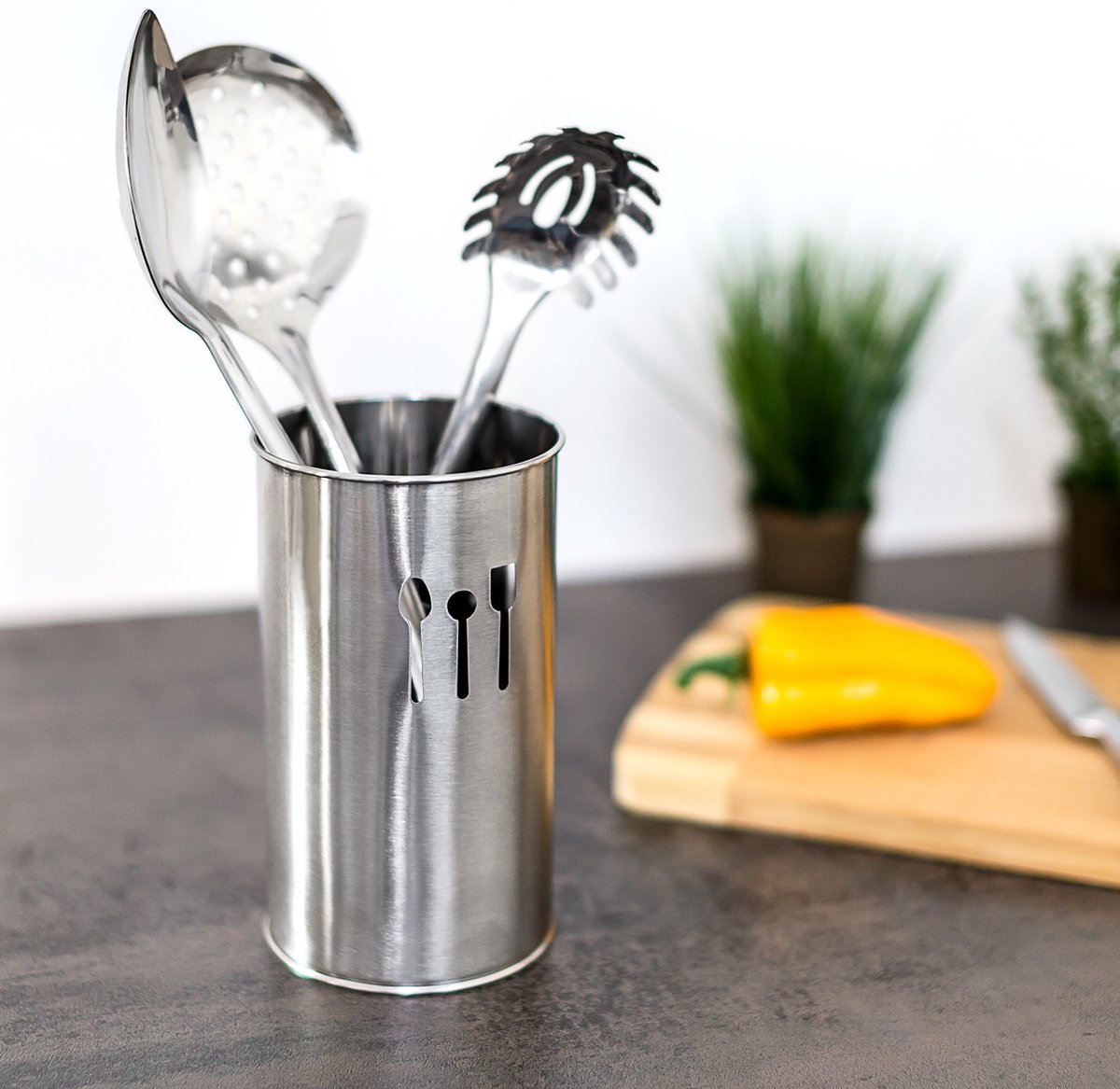 Relaxdays keukengerei houder rvs - bestekhouder - voor lepels of bestek ...