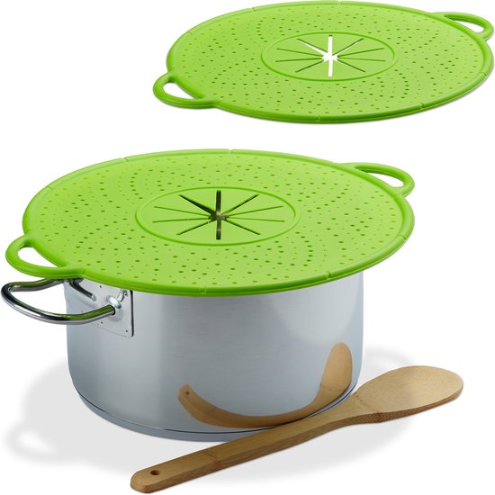Relaxdays 2x spatdeksel siliconen - anti-spatdeksel 30 Ø- anti-overkookdeksel | bol
