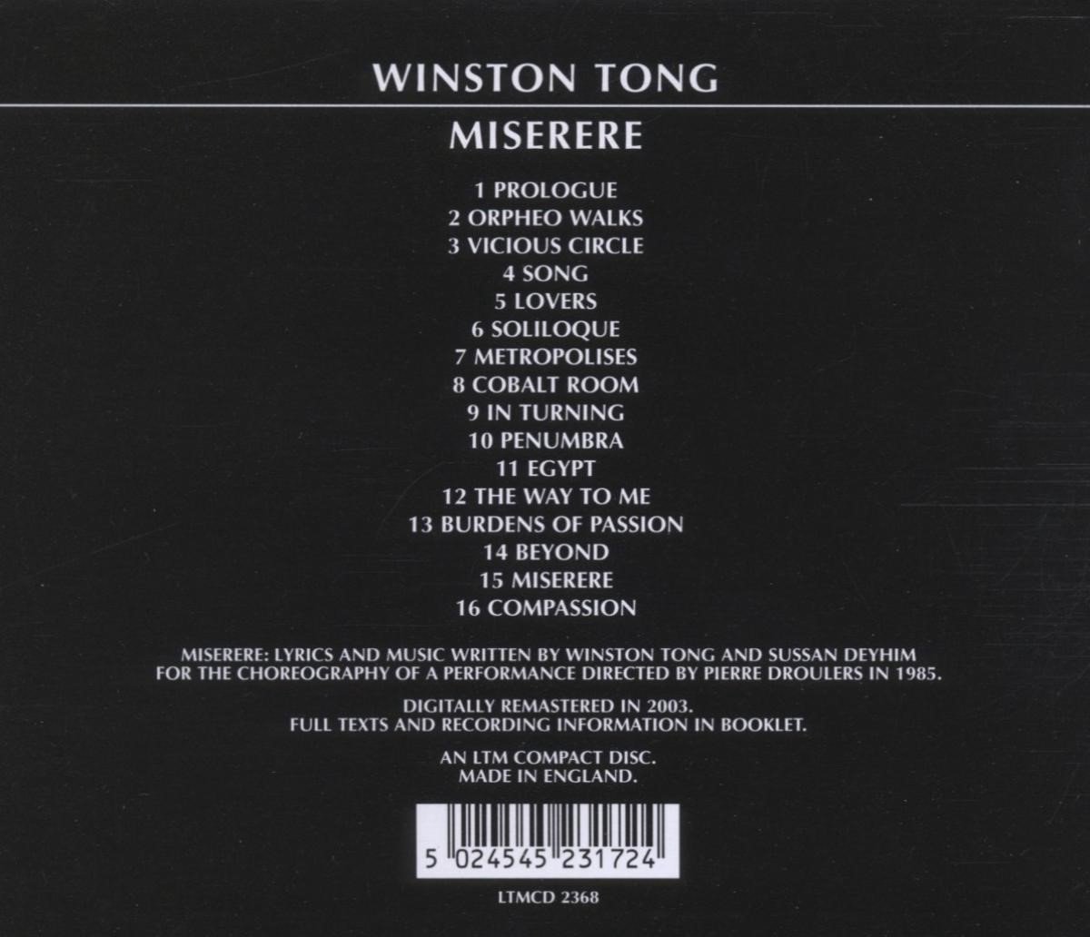 Winston Tong - Miserere (CD), Winston Tong | CD (album) | Muziek | bol.com