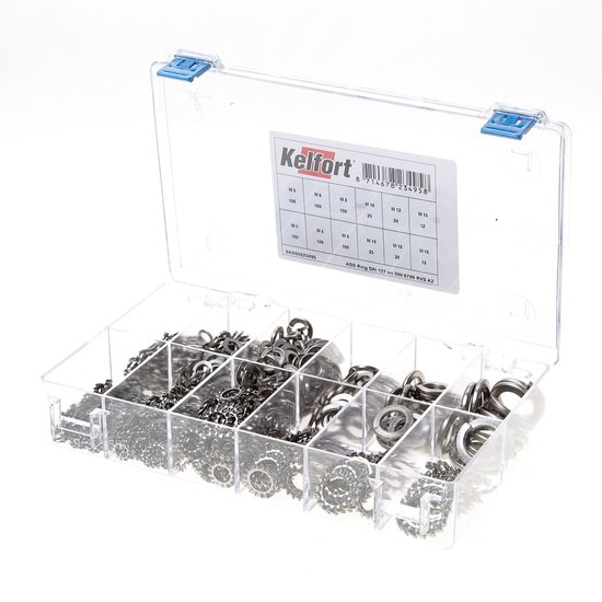 Kelfort Assortimentsdoos ring RVS A2 DIN127 + DIN 6798 | bol