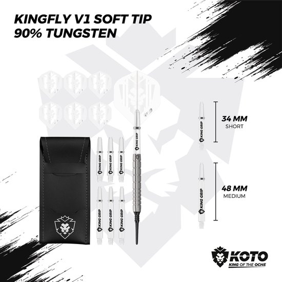KOTO Kingfly V1 Softdarts, 18 gram softtip darts, Messing, 90% Tungsten ...