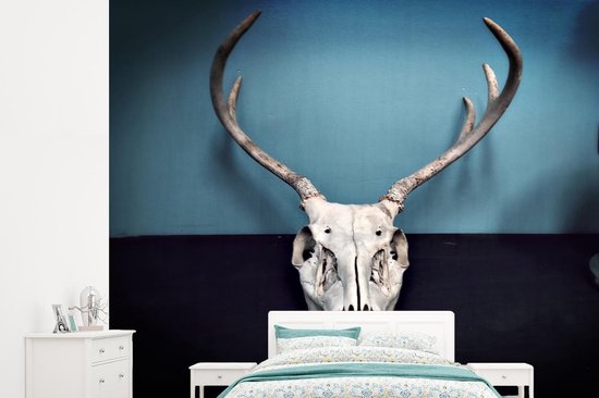 Behang - Fotobehang Schedel - Hert - Gewei - Breedte 265 cm x hoogte ...
