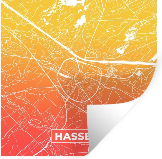 Stickers muraux - Plan de la ville - Hasselt - België - Oranje - 30x30 ...