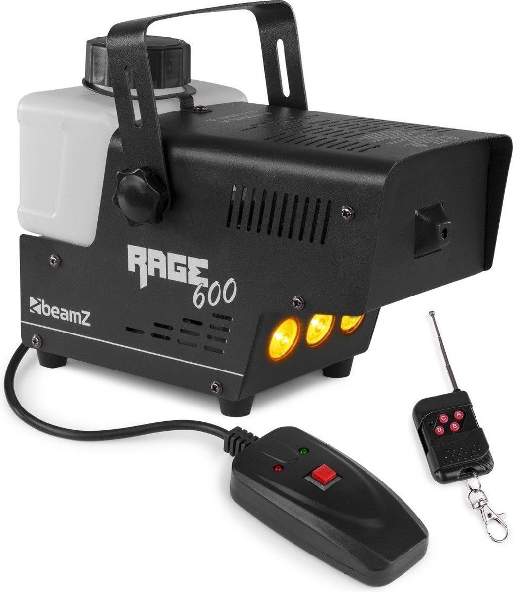 Rookmachine - BeamZ RAGE600LED met vlameffect en 5 liter rookvloeistof ...