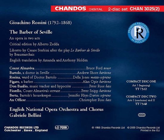 Bruce Ford, Della Jones, Alan Opie, English National Opera Orchestra ...