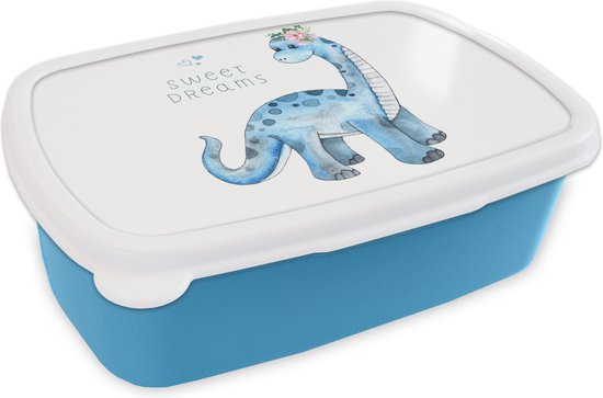 Broodtrommel Blauw - Lunchbox - Brooddoos - Dinosaurus - Kinderkamer ...