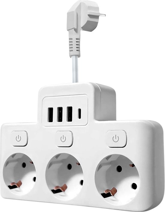 Purepeak Stekkerdoos Wandmontage met USB-C - Stopcontact Splitter ...